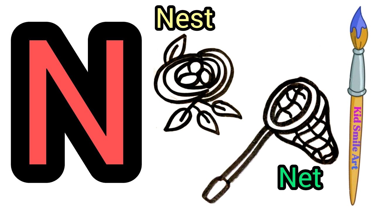Capital letter N drawing for kids| Alphabets drawing|Nest drawing| Net ...