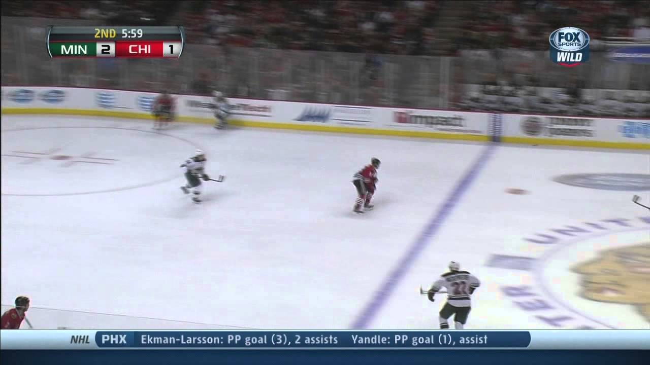 Bryan Bickell wrist shot goal 2-1 Minnesota Wild vs Chicago Blackhawks ...