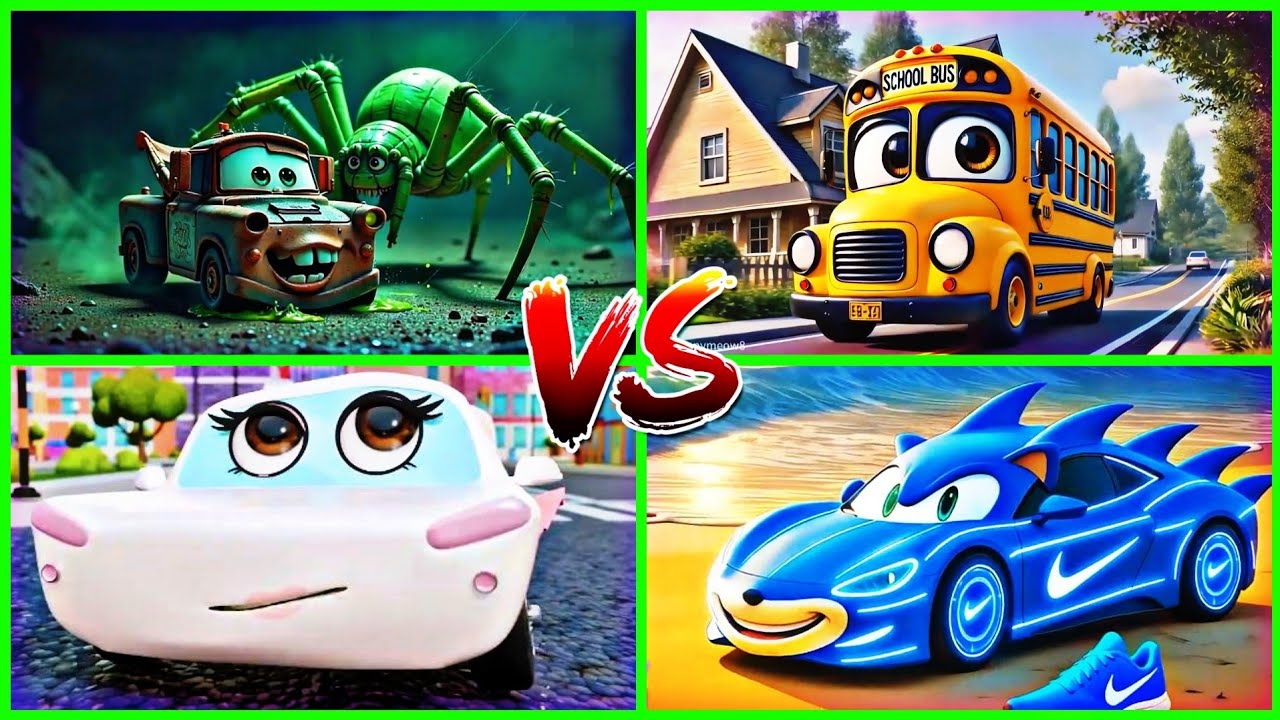 MATER SPIDER MONSTER 🆚️ SCHOOL BUS MONSTER 🆚️ BRAINROT CARS 🆚️ BRAINROT ...