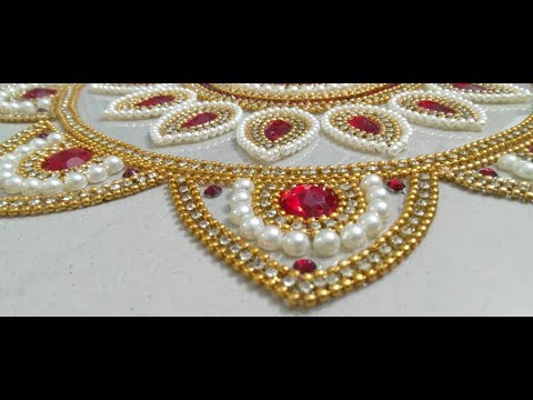 OHP Rangoli, How to make Rearrangeable Kundan Rangoli, OHP Sheet Kundan ...