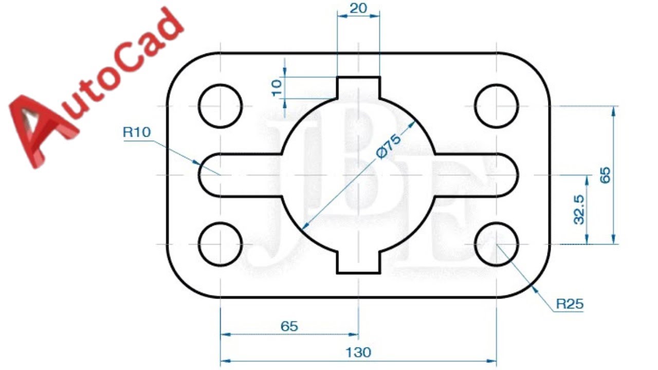 autocad 2d practice drawing exercise - YouTube