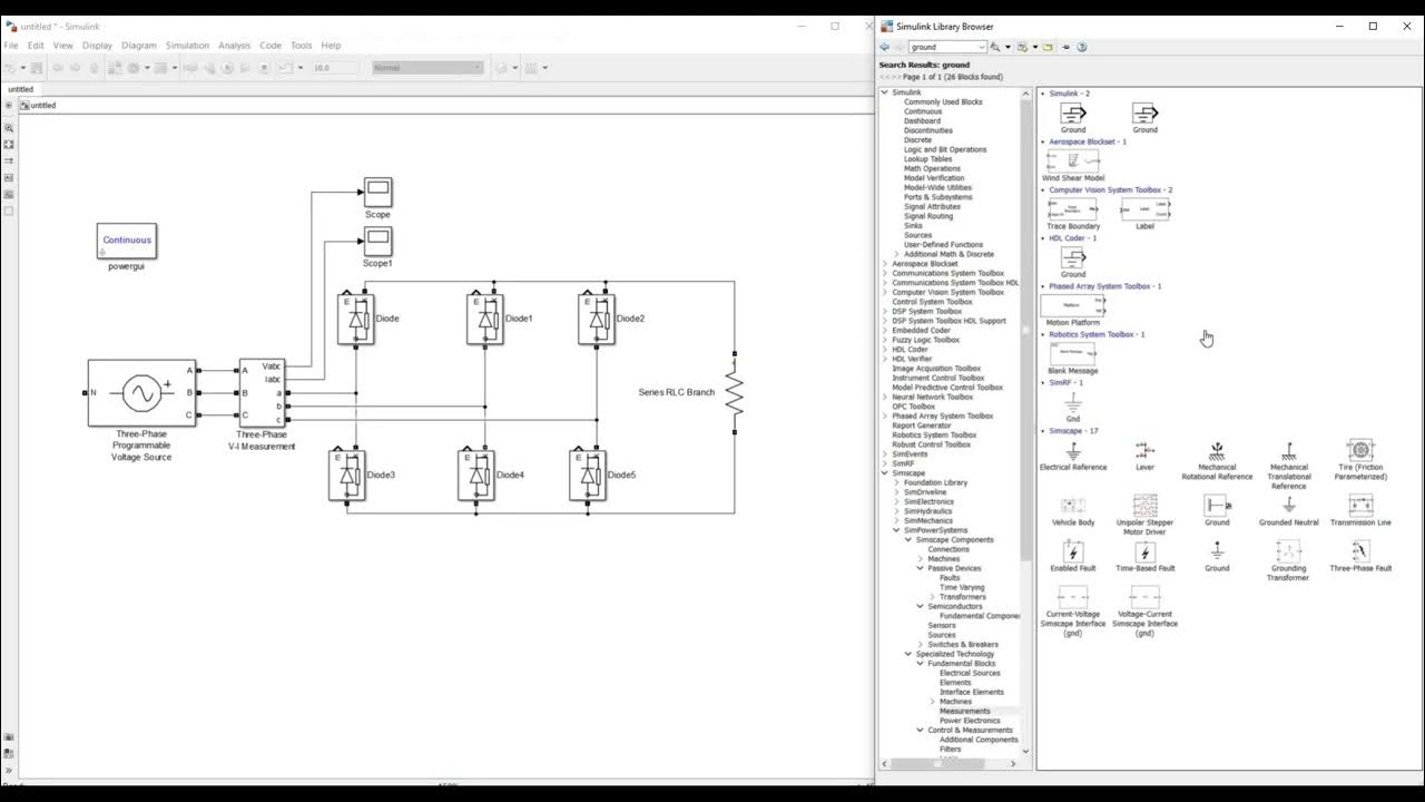 Three phase rectifier in Simulink - YouTube