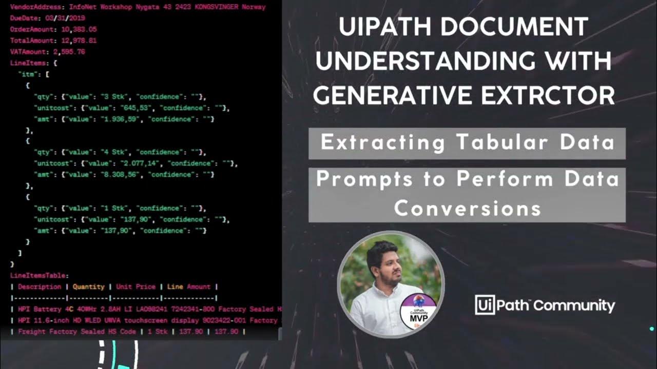 UiPath Document Understanding - Generative Extractor for Tabular Data Extraction and Formatting ...