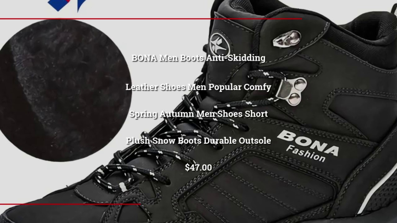 BONA Men Boots Anti-Skidding Leather Shoes Men Popular Comfy Spring Au ...