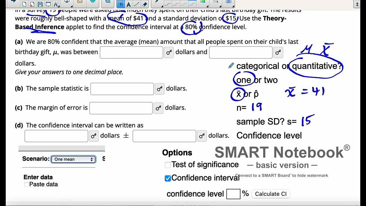 Sec 4 2 Hw Example Confidence Interval Using Applet Youtube