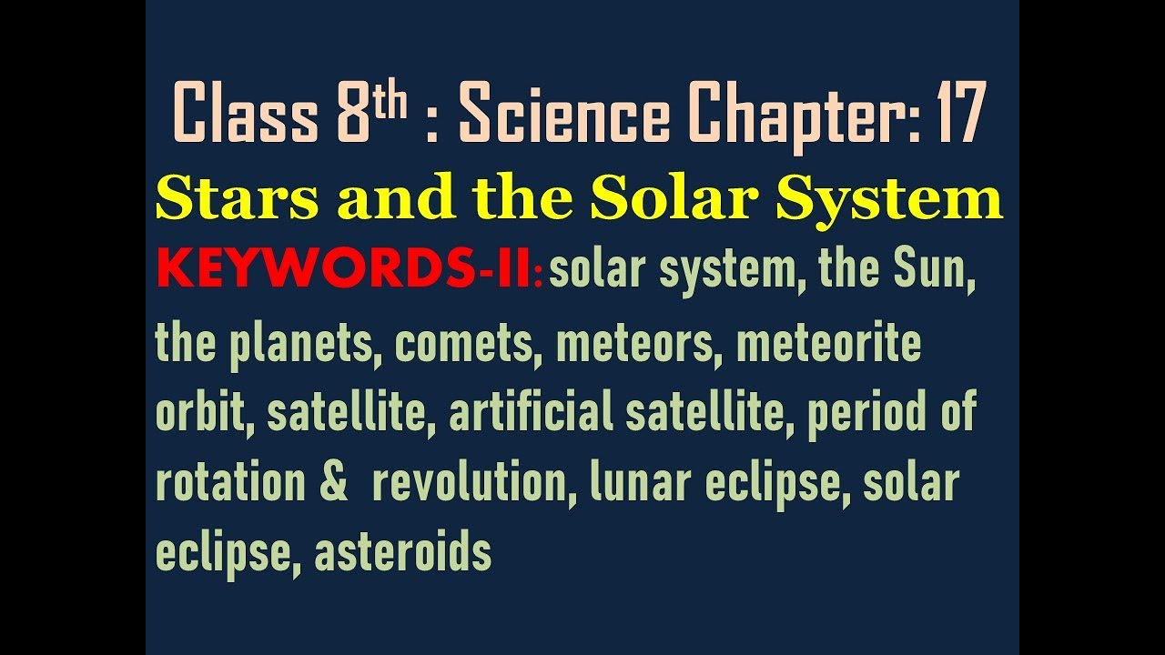 NCERT 8th Class Science Chapter 17 Stars and Solar System KEYWORDS ...