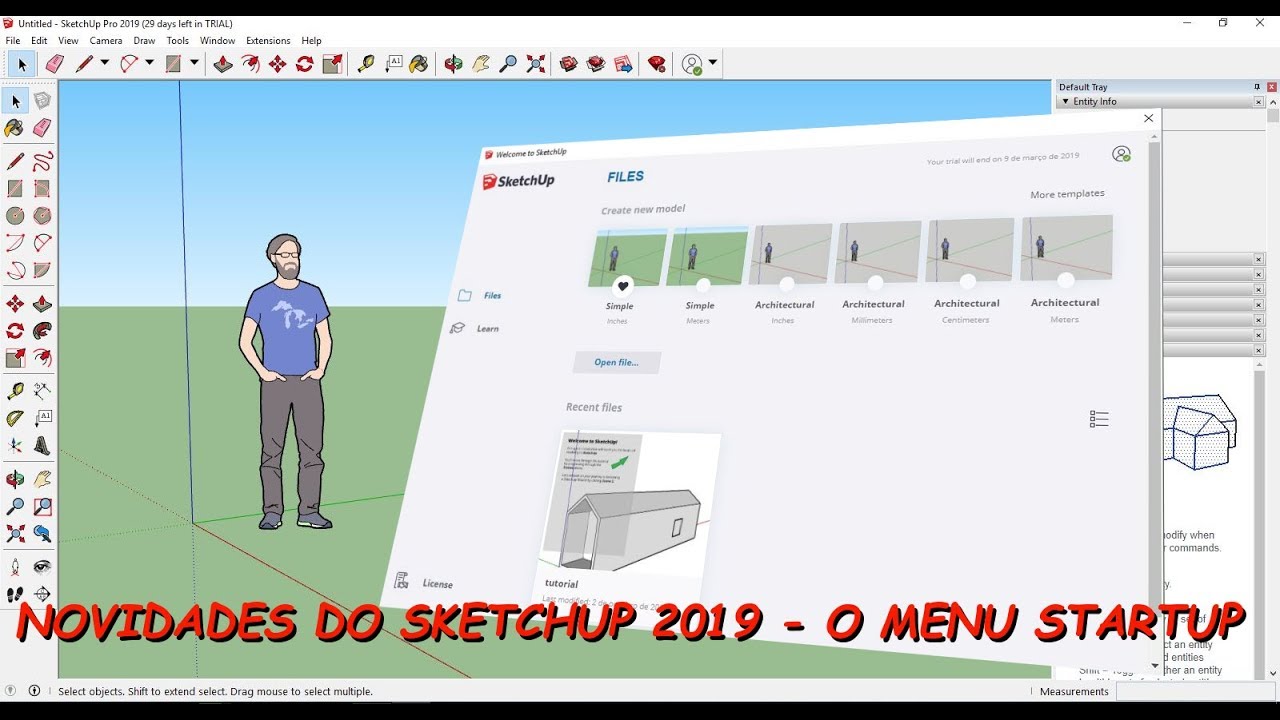 Novidades do SketchUp 2019 - o novo menu StartUp do SketchUp - YouTube