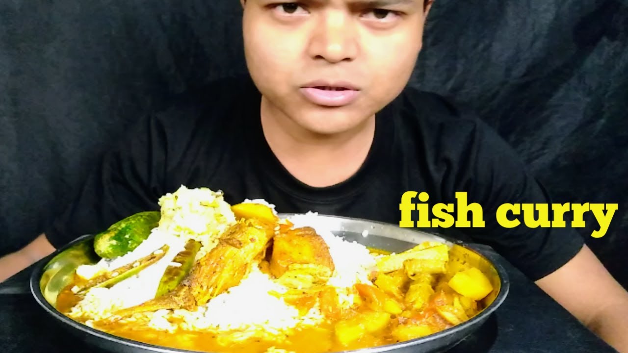 spicy fish curry eating challenge/fish curry eating challenge/potato ...