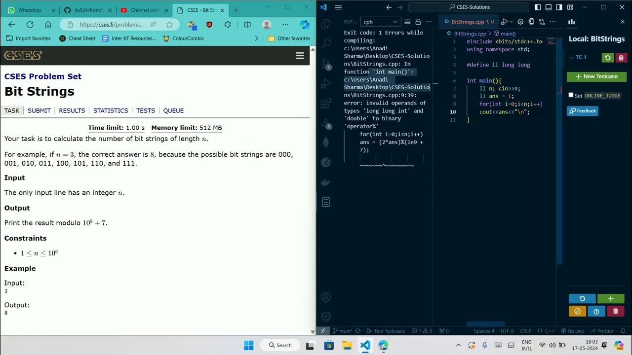 Cses Bit Strings Cses Solutions Cses Problem Set Introductory Problems Youtube