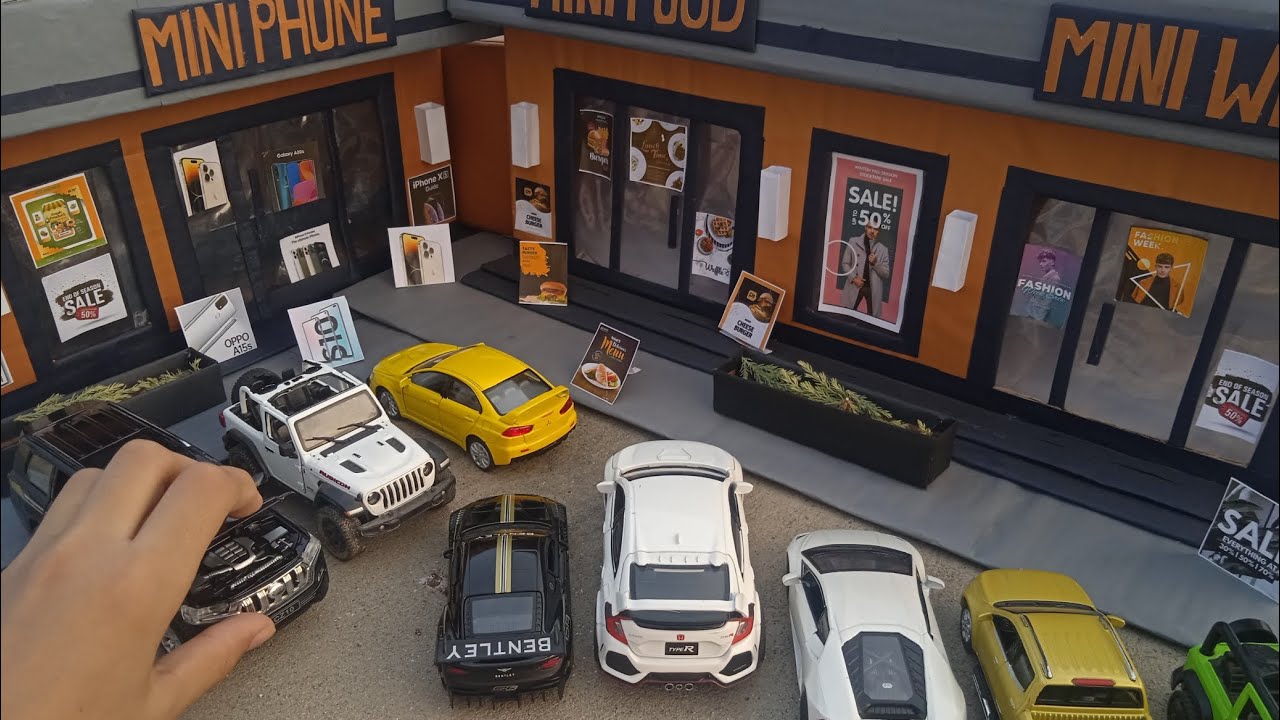 Parking mini diecast model car collection at miniature market Street ...