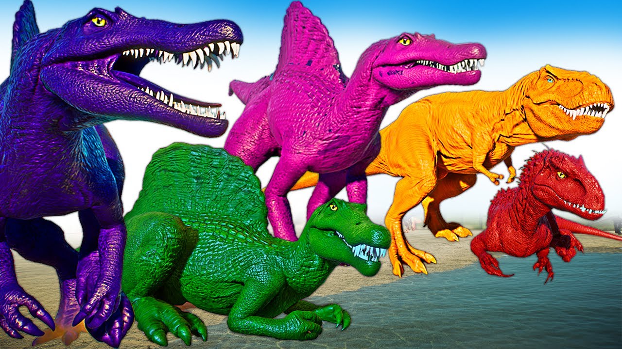 Spinosaurus Color Pack Breakout & Fighting Vs Carnotaurus T-REX ...