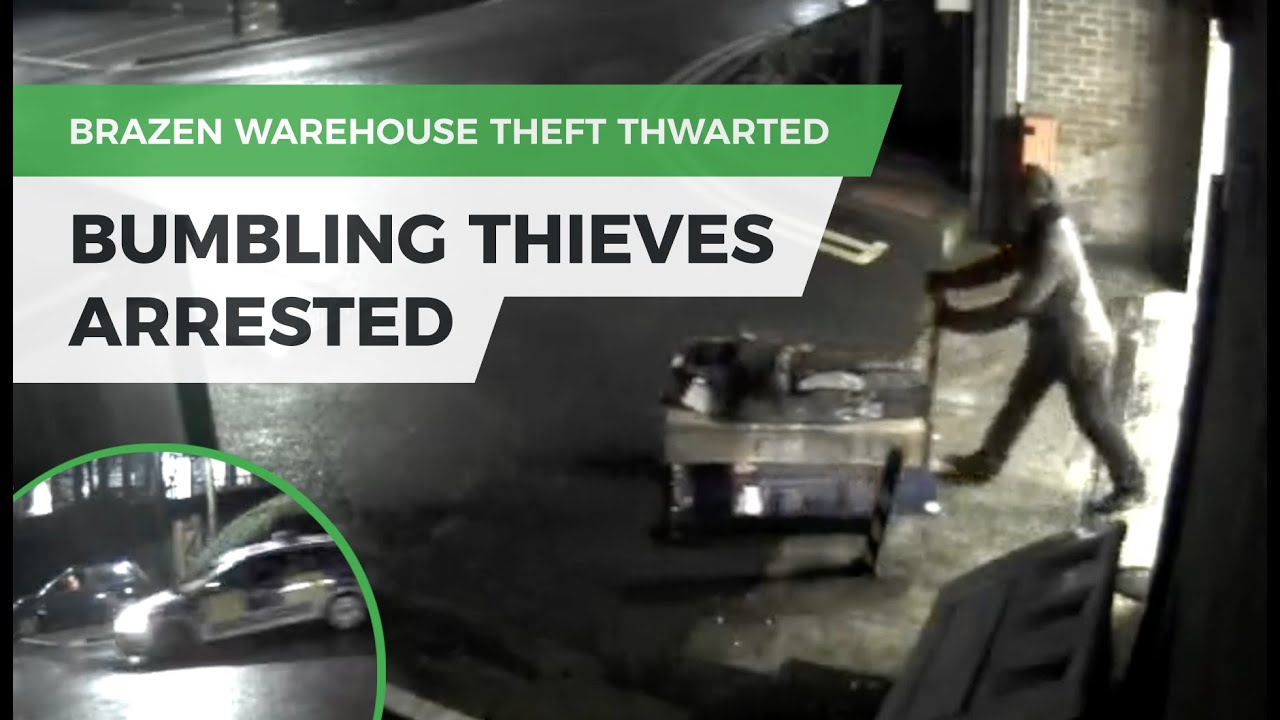 Warehouse Theft UK | Footage of thieves arrested and phone call to ...