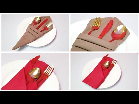 2 BEAUTIFUL DESIGN NAPKIN FOLDING WITH SILVERWARE - YouTube
