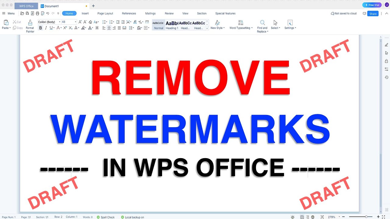 How To Remove Watermark In WPS Office - YouTube