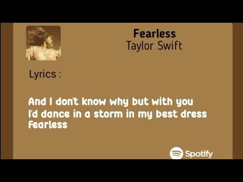 Taylor Swift Fearless Spotify Lyrics - YouTube