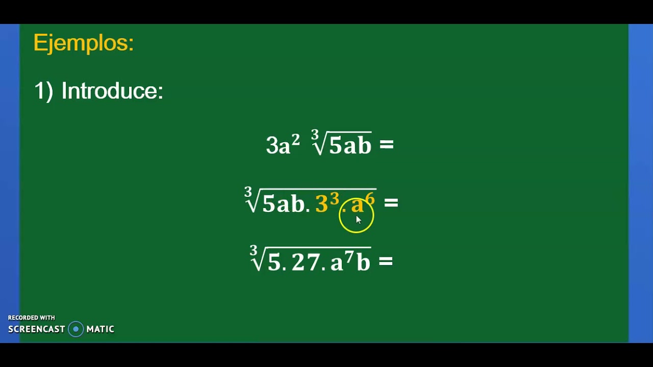 Introducción de factores bajo el signo radical - YouTube