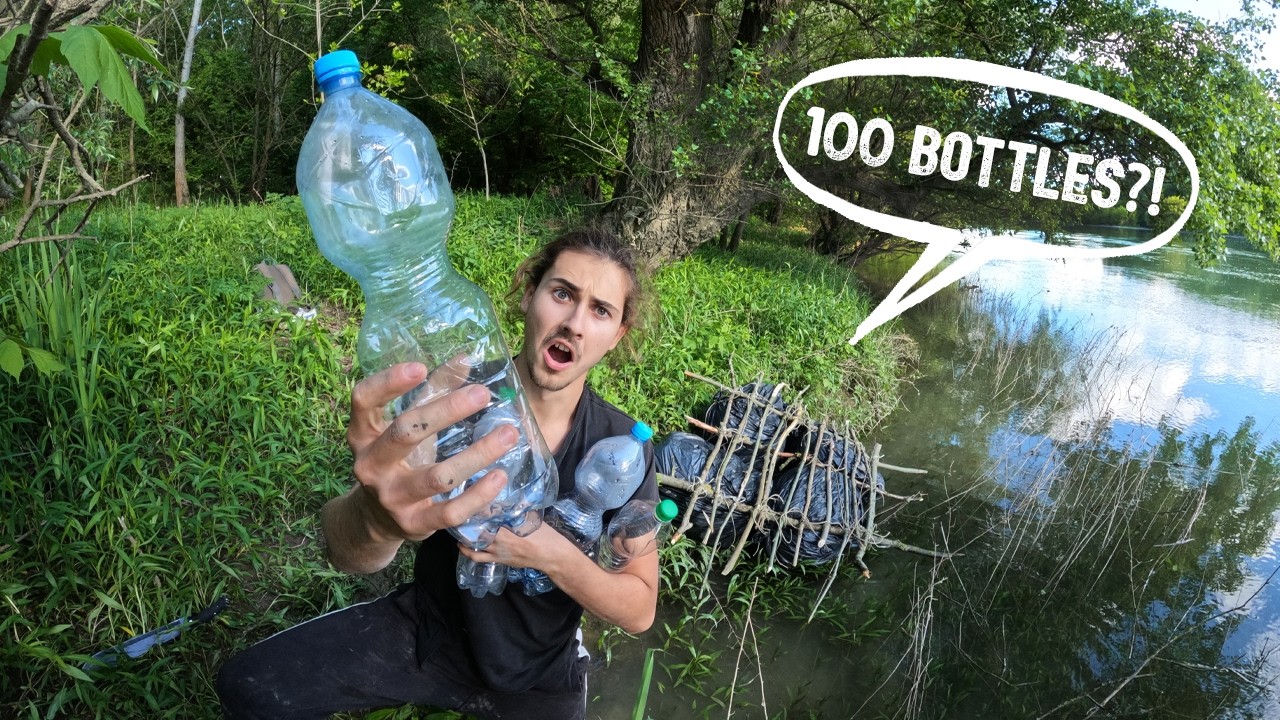 DIY Bushcraft Boat - Can 100 PLASTIC BOTTLES Keep Me Afloat?! - YouTube