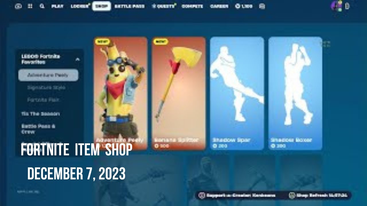 Fortnite Item Shop|December 7, 2023(New Adventure Peely Skin & Lego ...