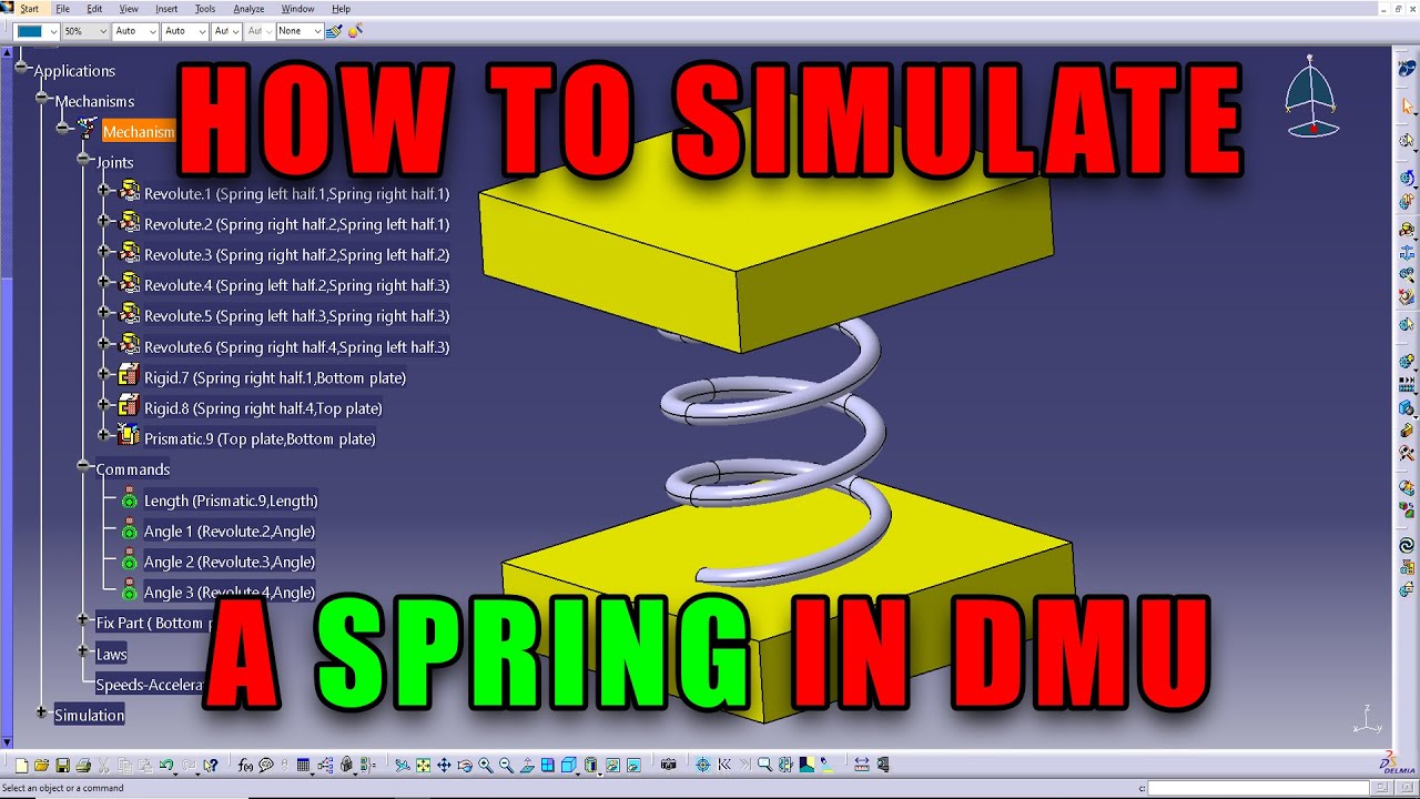 CATIA V5 - How to simulate a Spring in DMU - YouTube