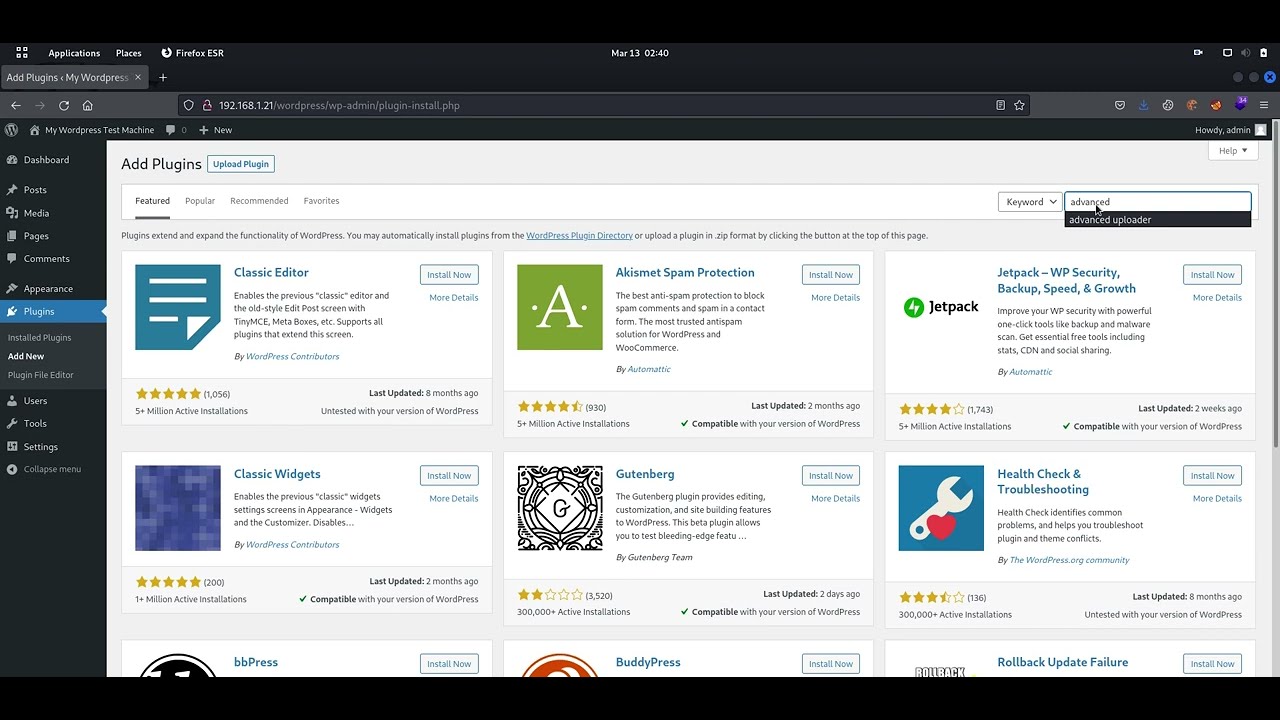 WordPress Plugin Advanced Uploader 4.2 - Arbitrary File Upload (authenticated) - YouTube