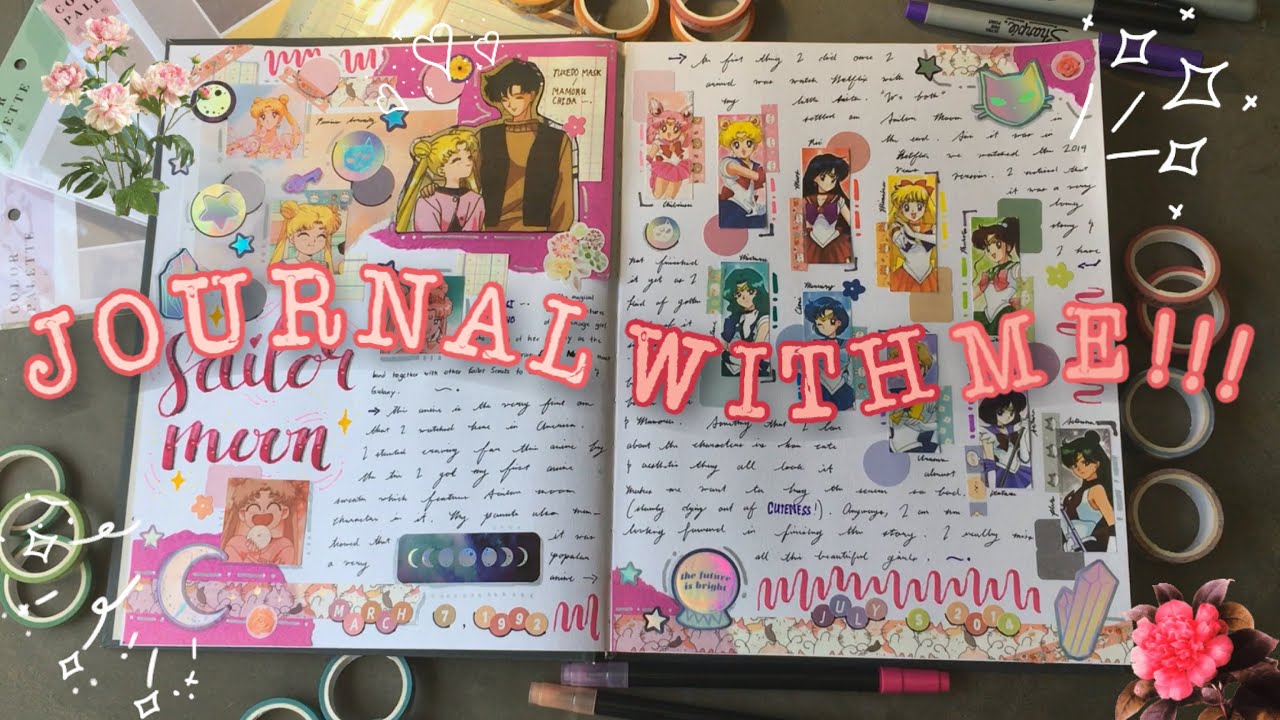 Anime Scrapbook/Journal with me || with music || ASMR - YouTube
