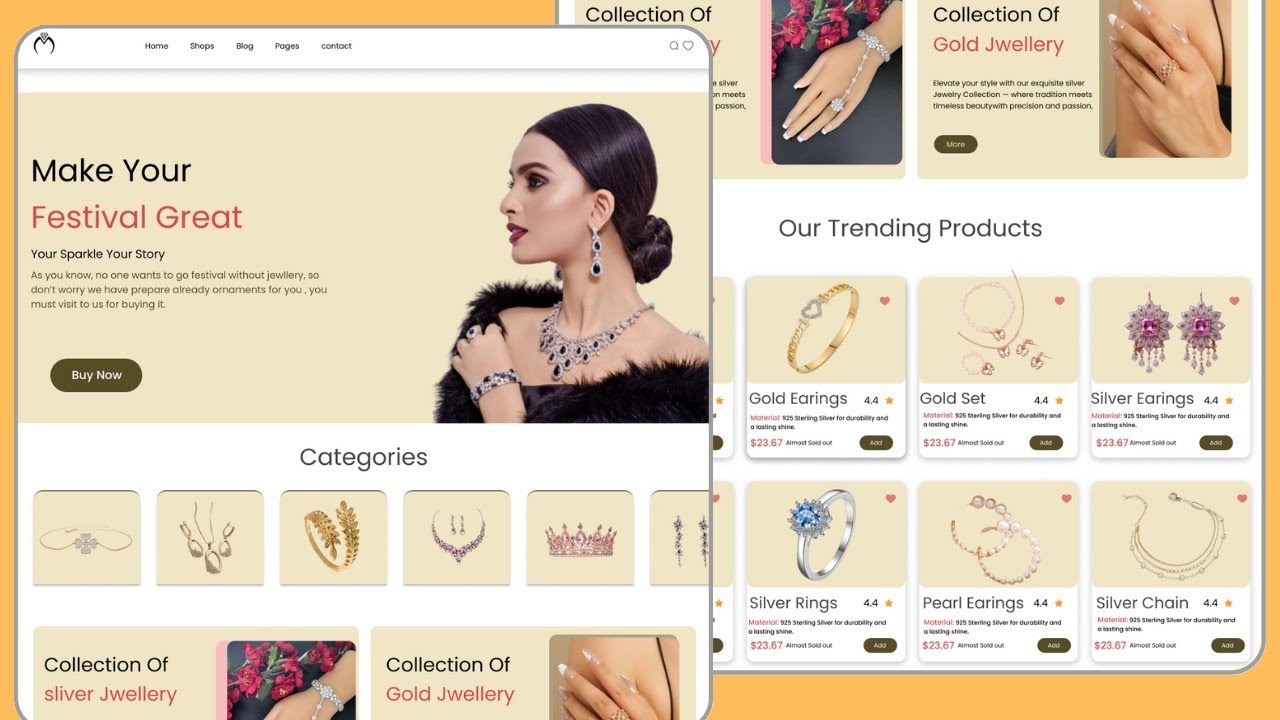 Jewellery Website Design in figma||e commerce website design tutorial ...