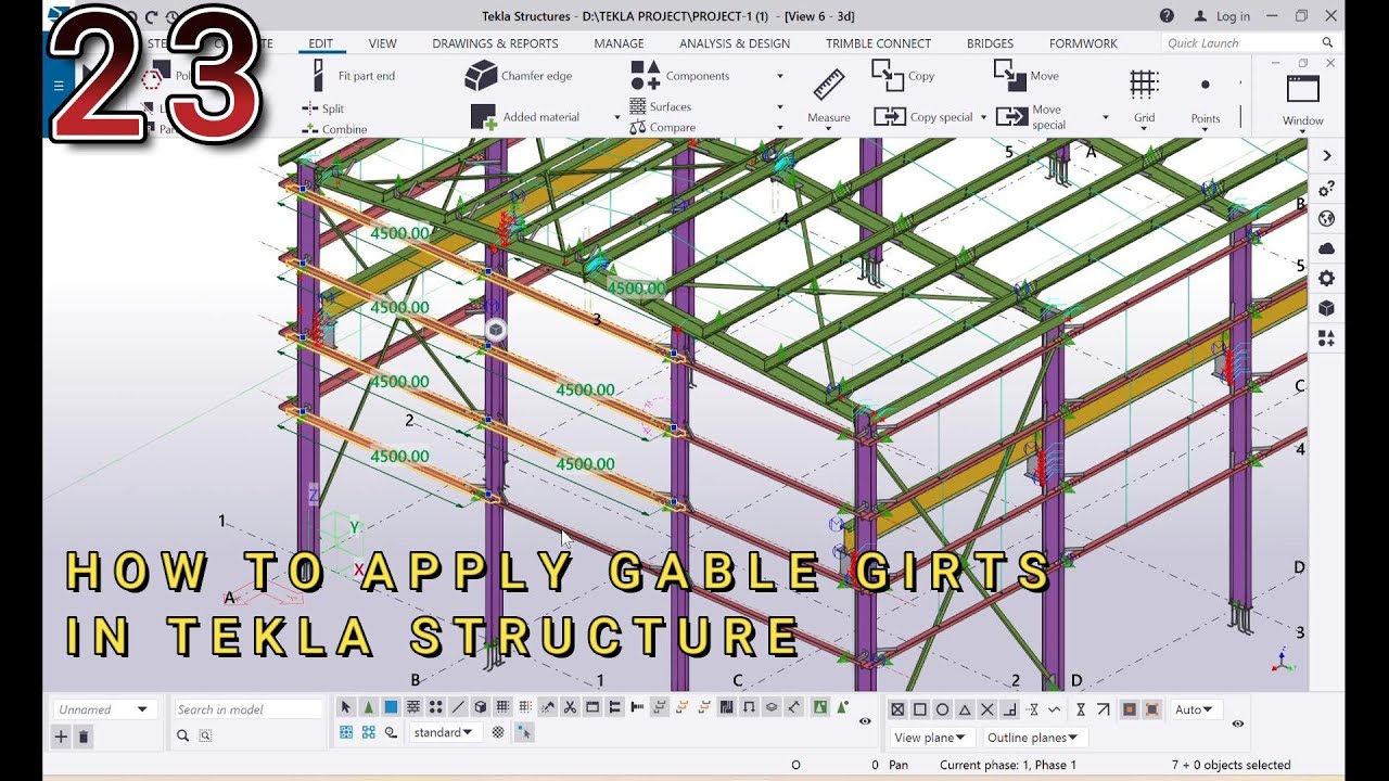 LESSON- 23 | PROJECT- 01 | HOW TO CREAT GABLE GIRTS IN TEKLA STRUCTURE ...