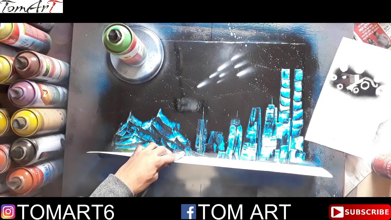Skyscraper Buildings SPRAY PAINT ART / spray paintings / by TOM ART ...