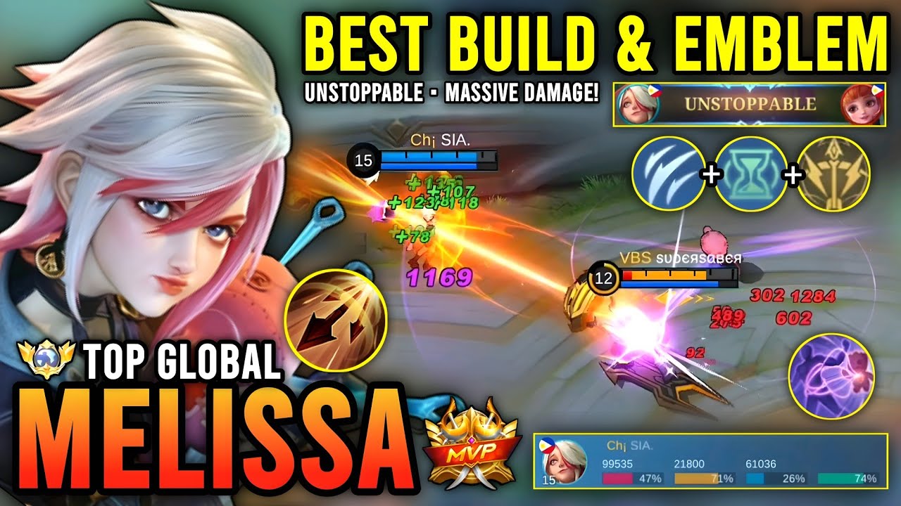 UNSTOPPABLE!! MELISSA BEST BUILD & EMBLEM 2023 | TOP GLOBAL MELISSA ...