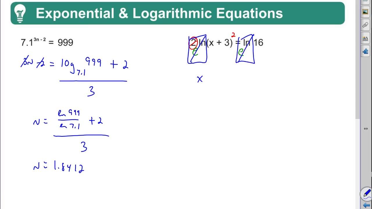 Algebra 2 L8.7 Quick Review: Solving Logarithmic & Exponential ...