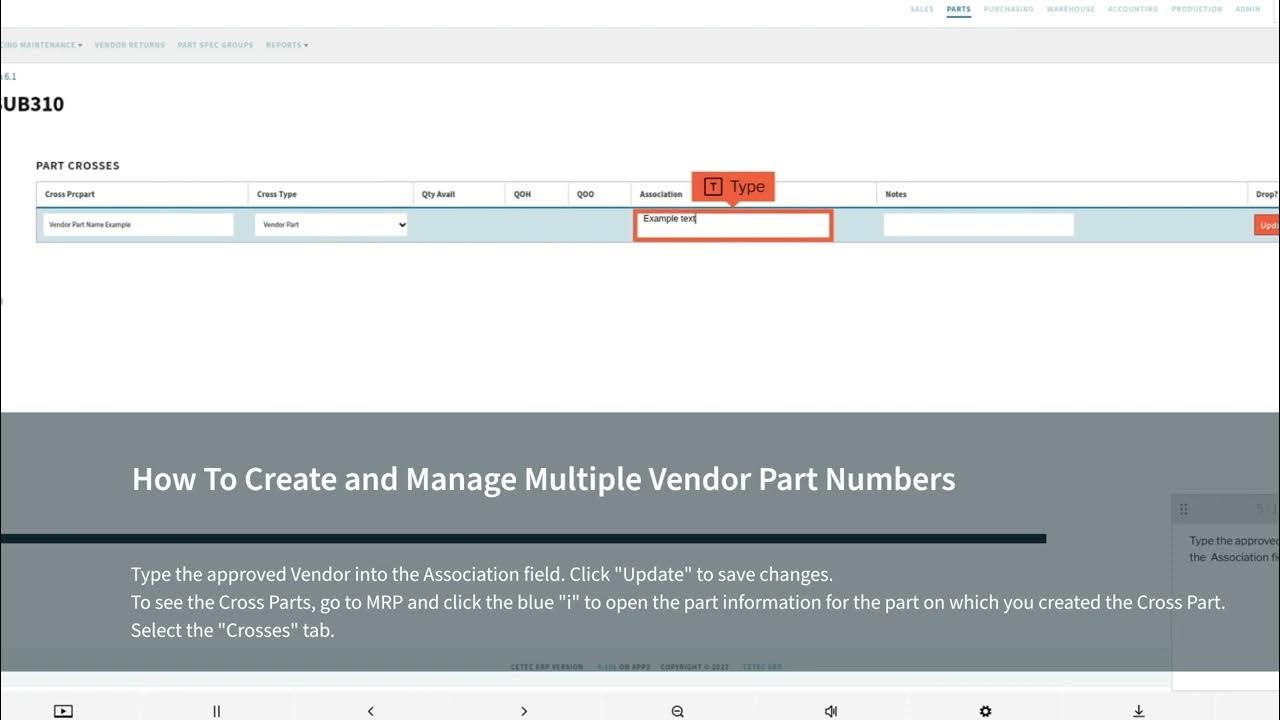 How To Create and Manage Multiple Vendor Part Numbers in Cetec ERP ...