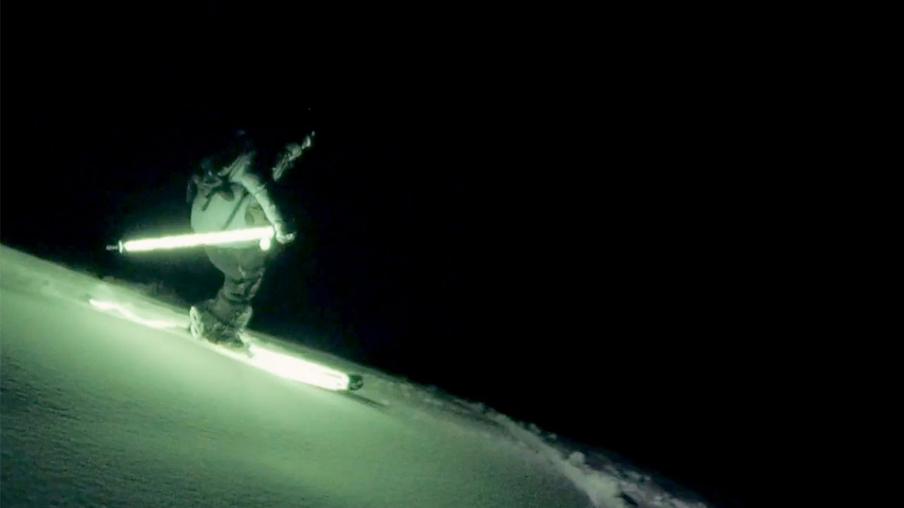 Skiing In The Dark With LED Skis - YouTube