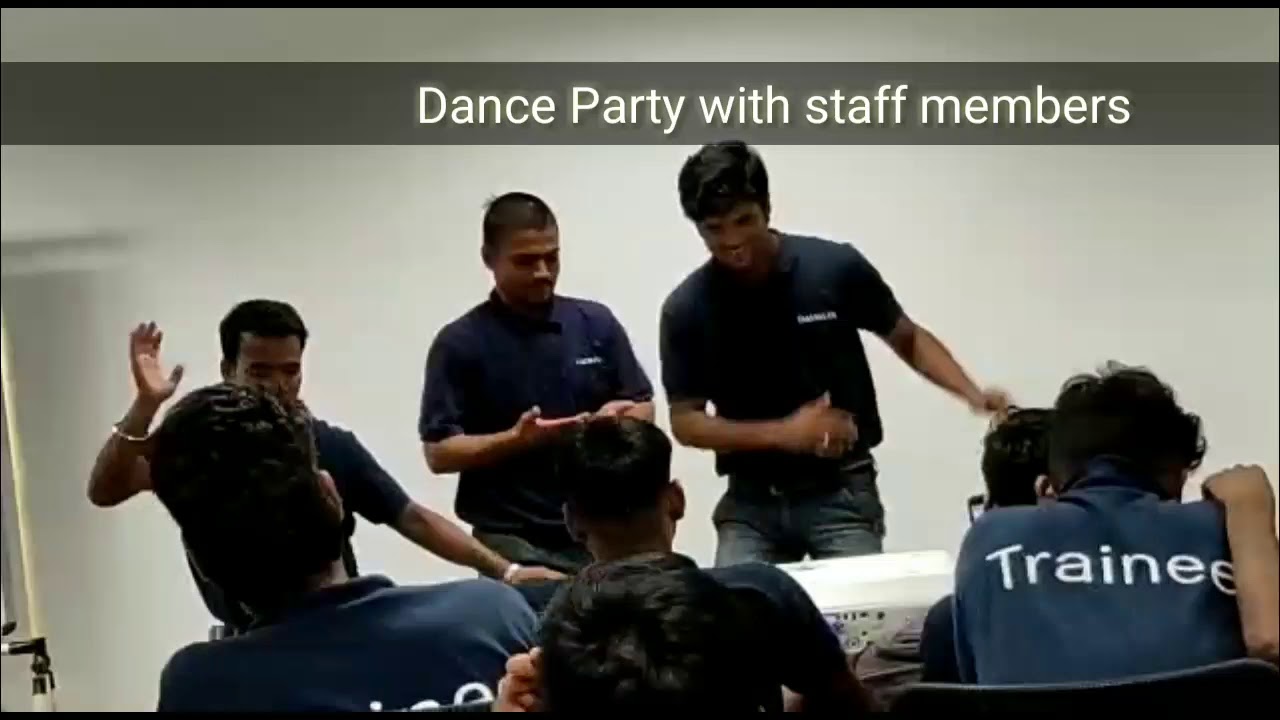 Dancing in office on party with staff - YouTube