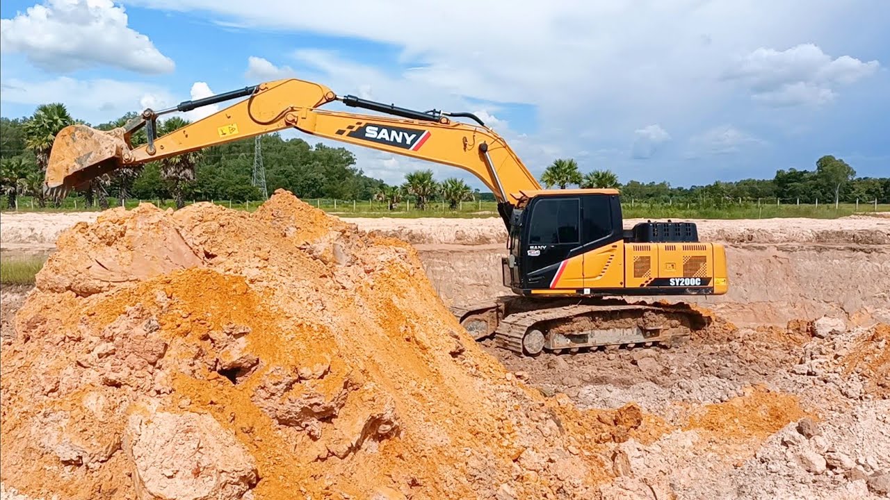 SANY Sy 200 C ทีมงาน ดั้มซิ่งซุปเปอร์ยาว งานขุดลำห้วย จำลอง Excavator ...