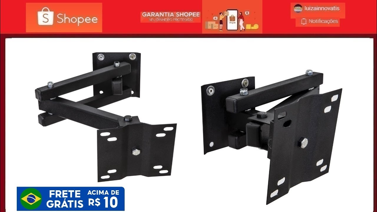 Suporte Tv Articulado Lcd Led Plasma 22 32 40 Pol - Shopee - YouTube