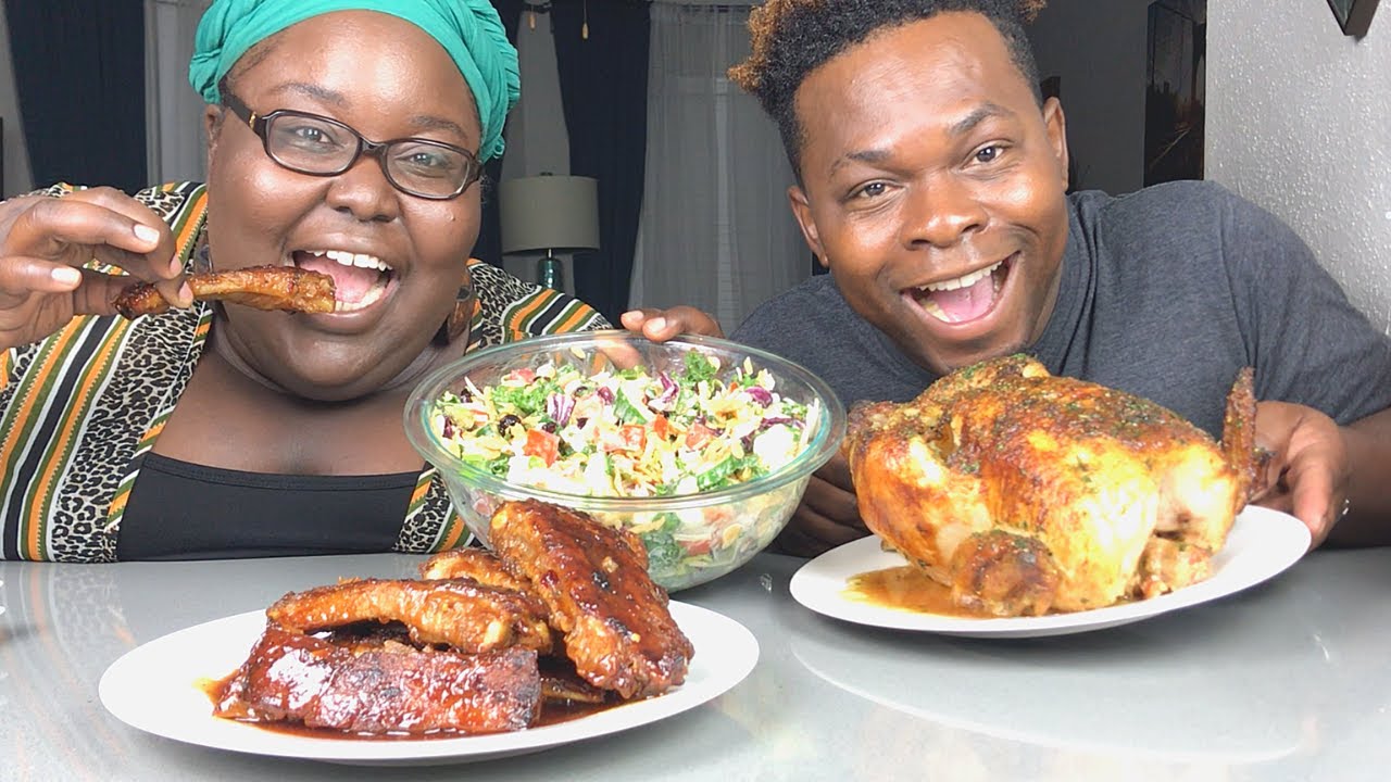 RIBS, ROTISSERIE CHICKEN, SALAD AND BLOVESLIFE SMACKALICIOUS SAUCE 먹방 ...