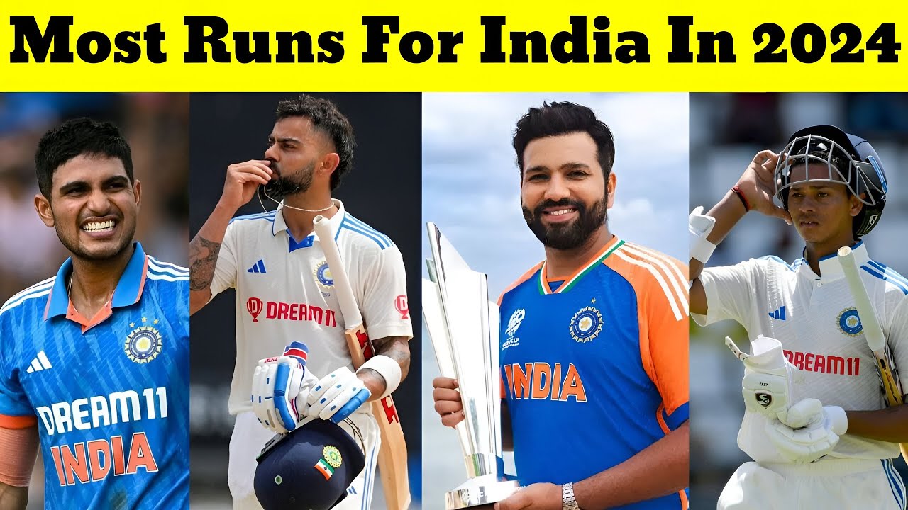 Most Runs For India | Highest Runs Gater In 2024 | Most Runs For India ...