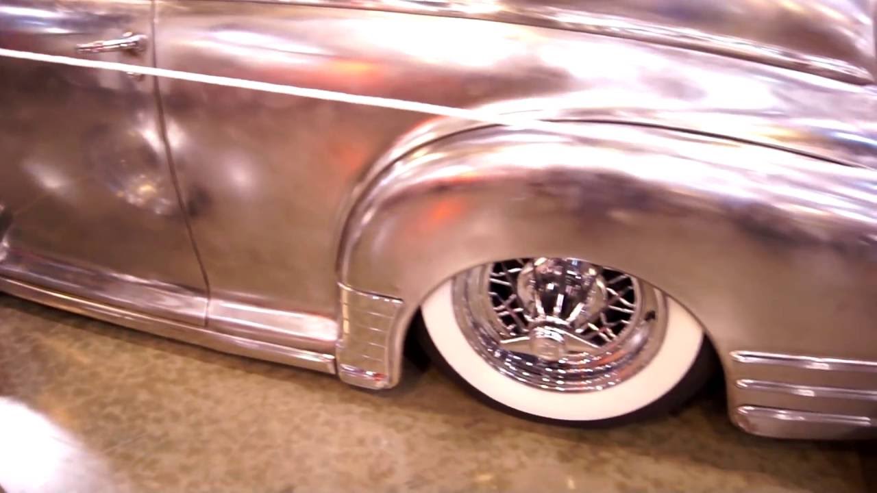 Lowrider Silver Chevrolet Fleetline with SWANGAS Rims car show - YouTube