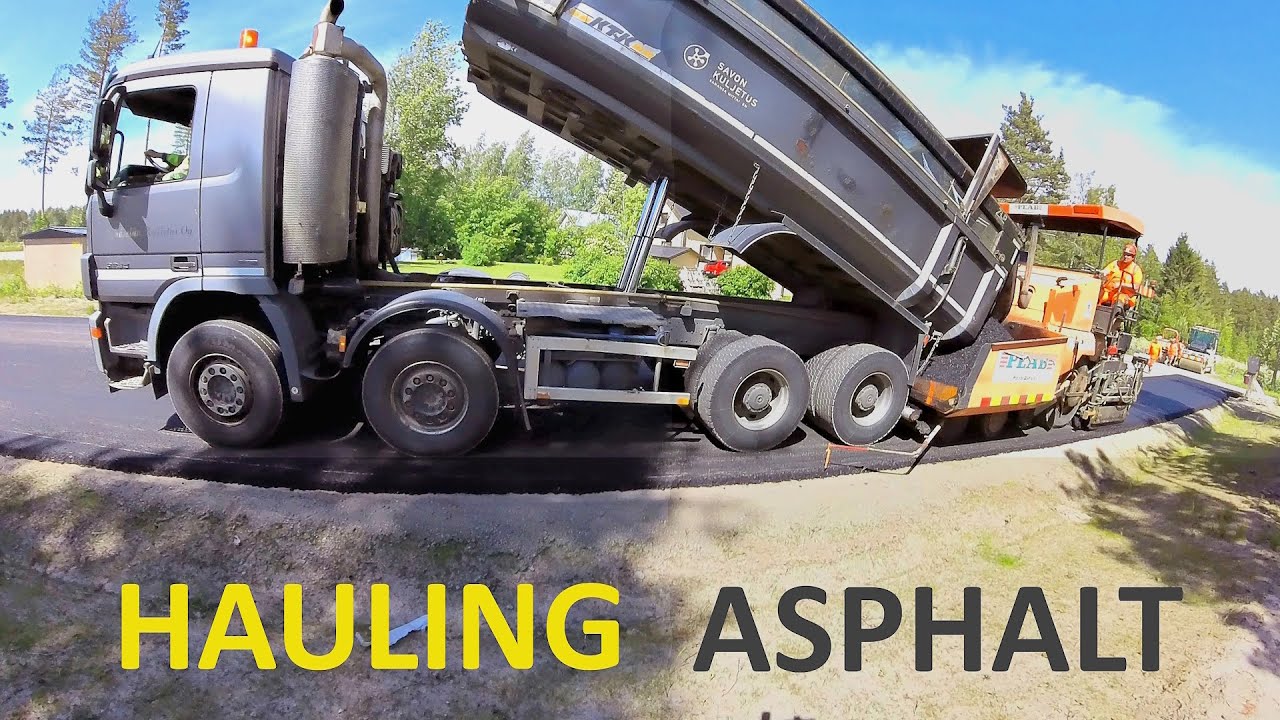 Hauling Asphalt with a transfer dump truck - YouTube
