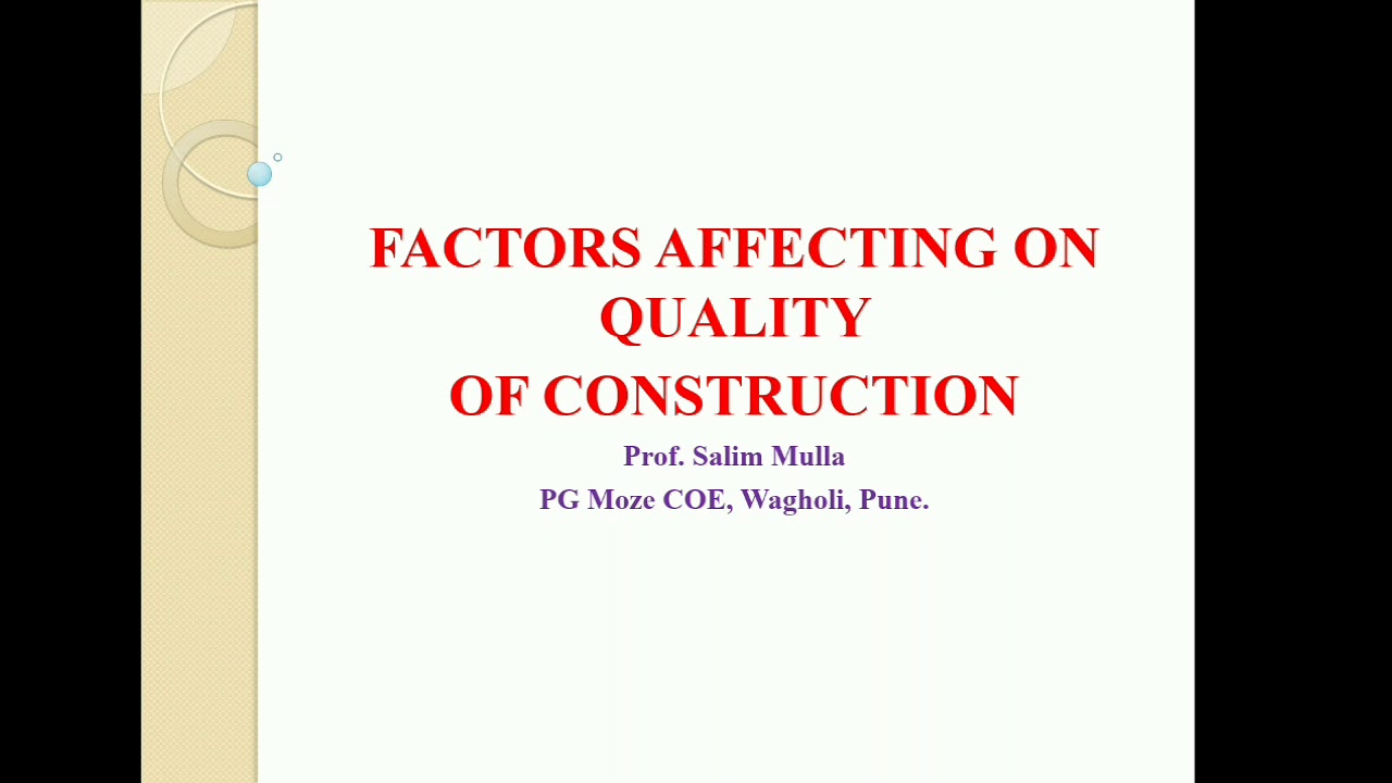 Factors Affecting on Quality of Construction || Total Quality ...