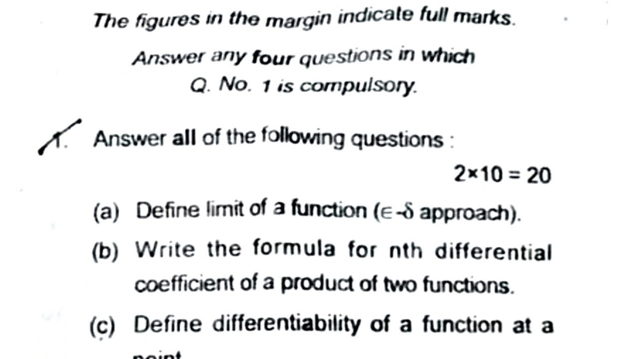 Maths Question paper for generic semester 1 vbu session 18-21 - YouTube