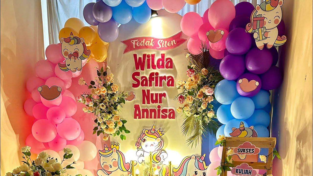 DIY BACKDROP TEDAK SITEN DEKORASI TEMA UNICORN BABY #balon #dekorasi # ...