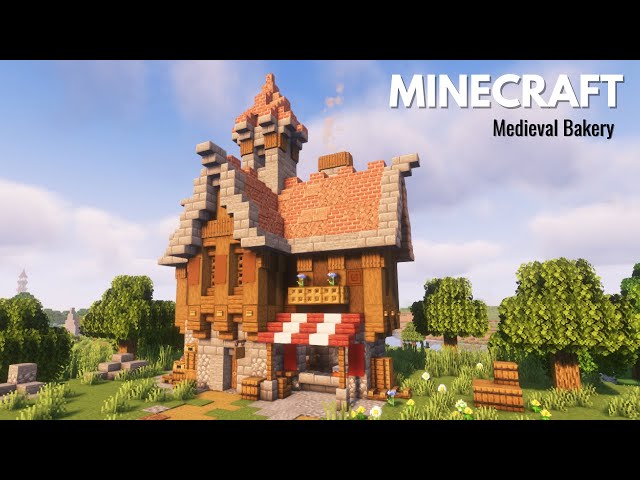 Medieval Bakery Minecraft Bakery/Kitchen+staffhouse Build! Interiors
