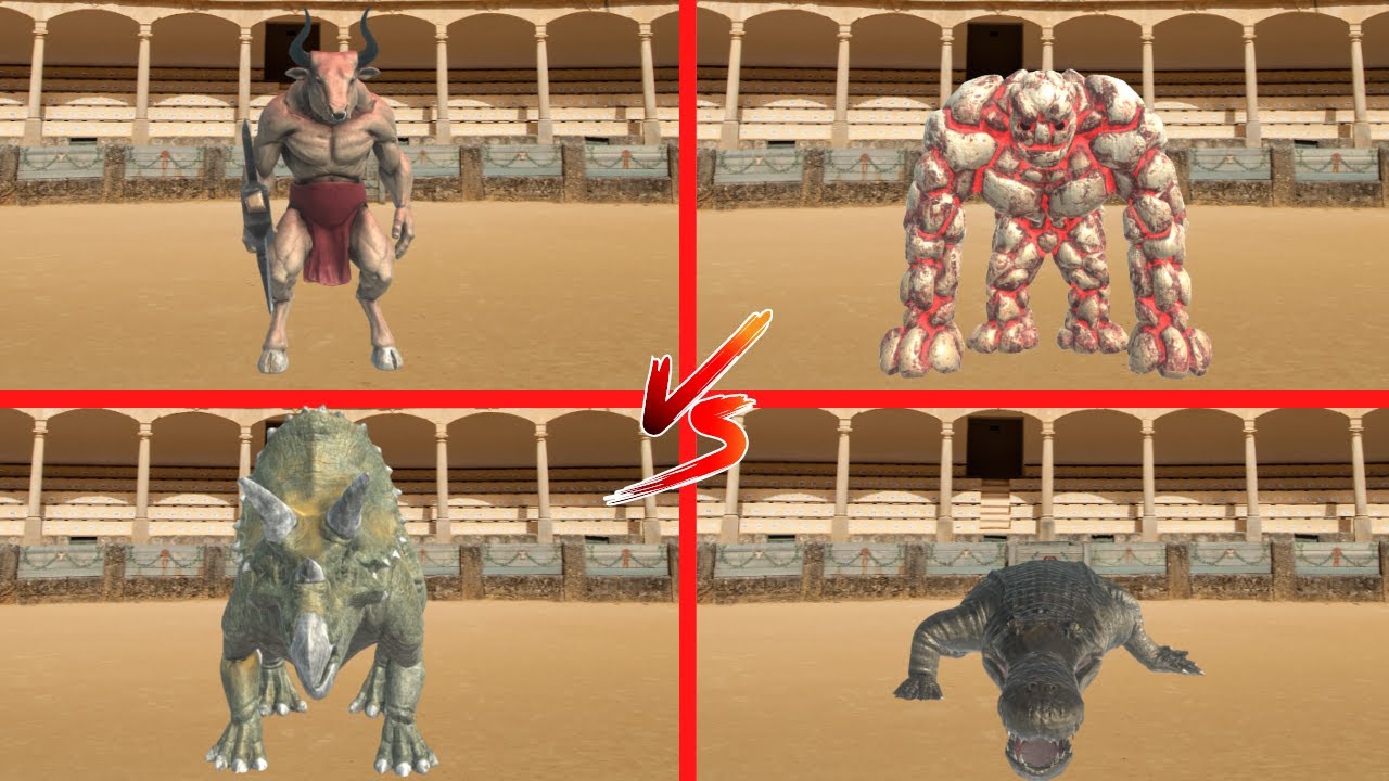 Tournament: Minotaur, Lava Golem, Machimosaurus Rex, Triceratops ...