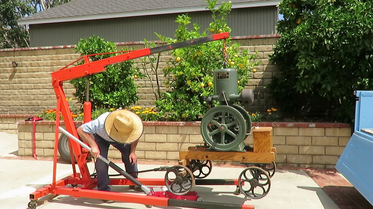 Lifting antique engine in or out of truck. - YouTube