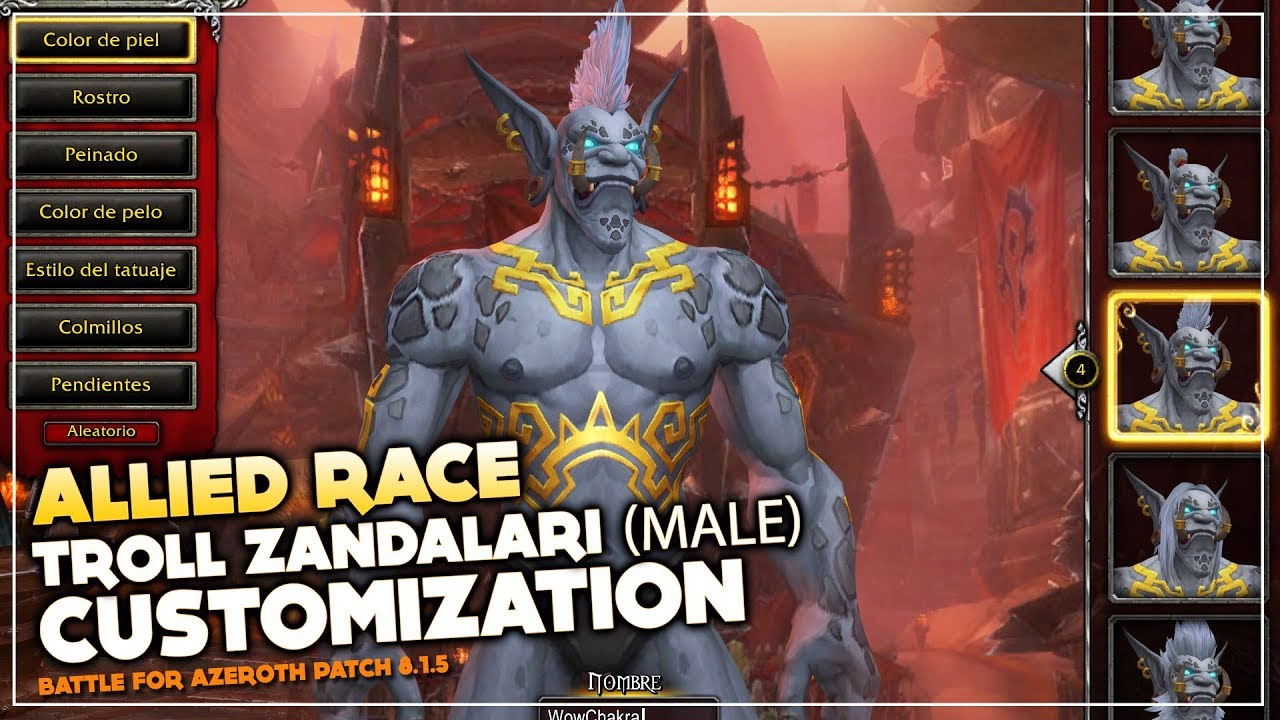 Zandalari Troll Character Customization (Male) Patch 8.1.5 | Allied ...