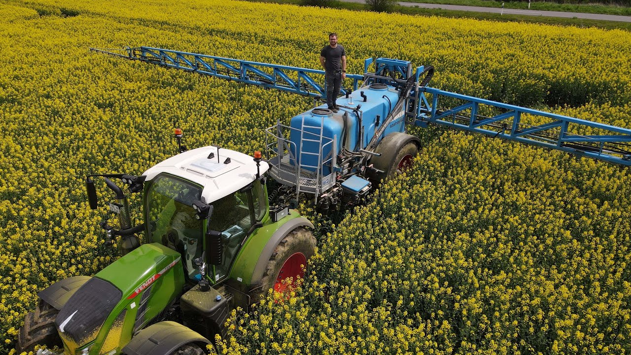 Raps spritzen | Fendt 724 | Lemken Albatros 60 - YouTube
