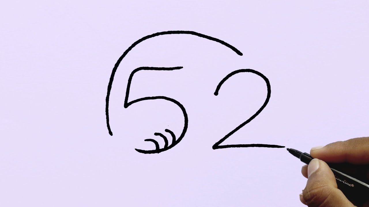How To Draw A Rabbit From 52 Number l Kids Drawing & Learning l Number ...