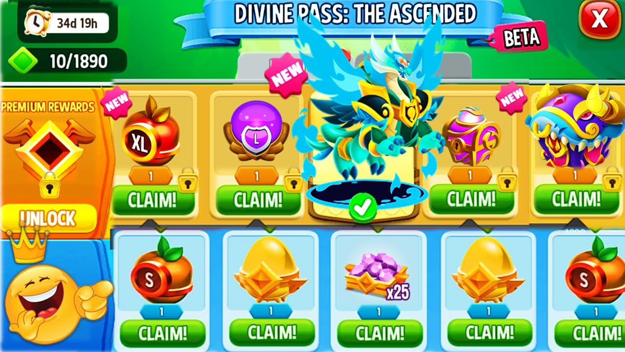 ALL FREE DIVINE PASS Rewards in Beaked Extractor Dragon | FULL ULOCKED ...