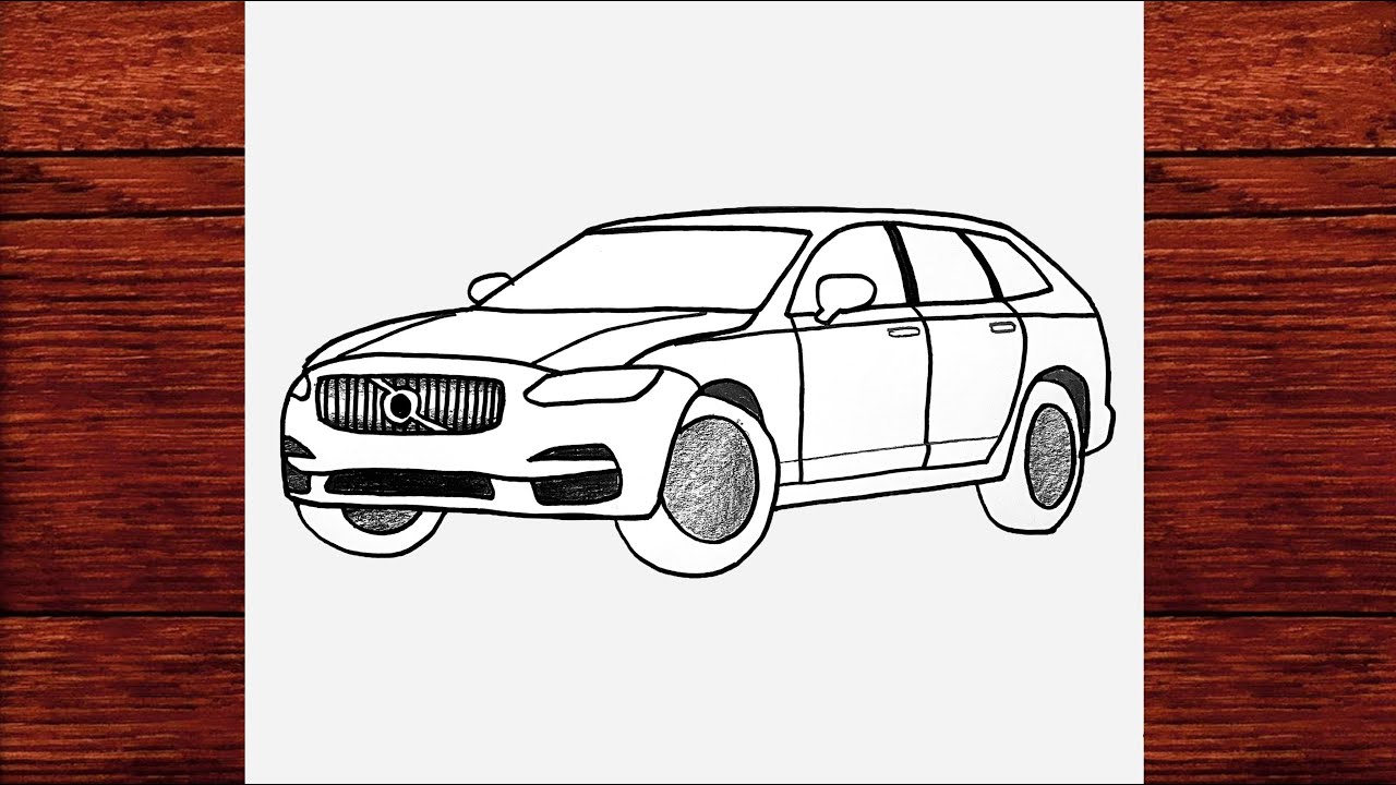 How to draw a car Volvo V90 - Kolay Araba Çizimi Volvo - Volvo S90 ...